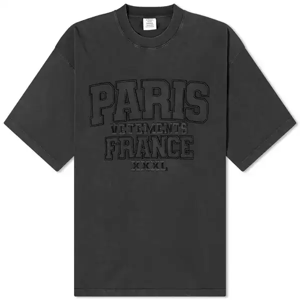 Vetements Paris Logo T-Shirt In Washed Black - 55% Off | Editorialist